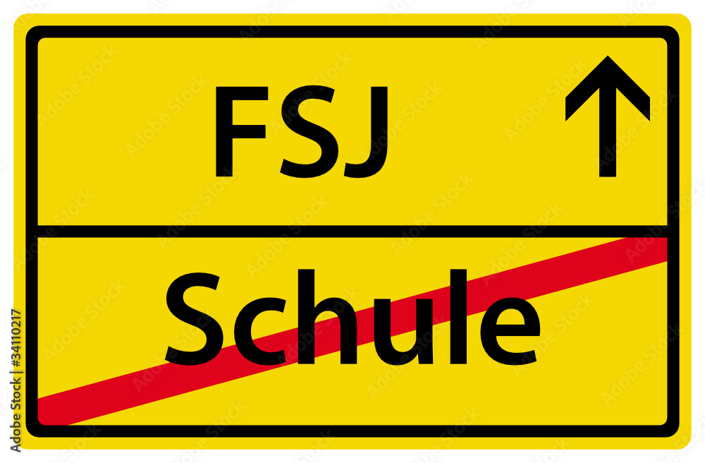 FSJ Freiwilliges Soziales Jahr nach der Schule Schild Stock ...
