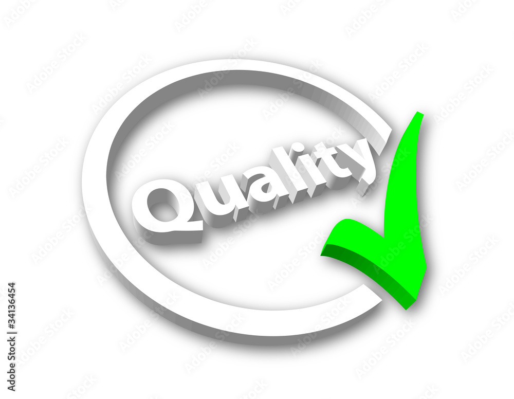 "QUALITY" (marketing stamp badge tick guarantee assured 3d icon) Stock ...