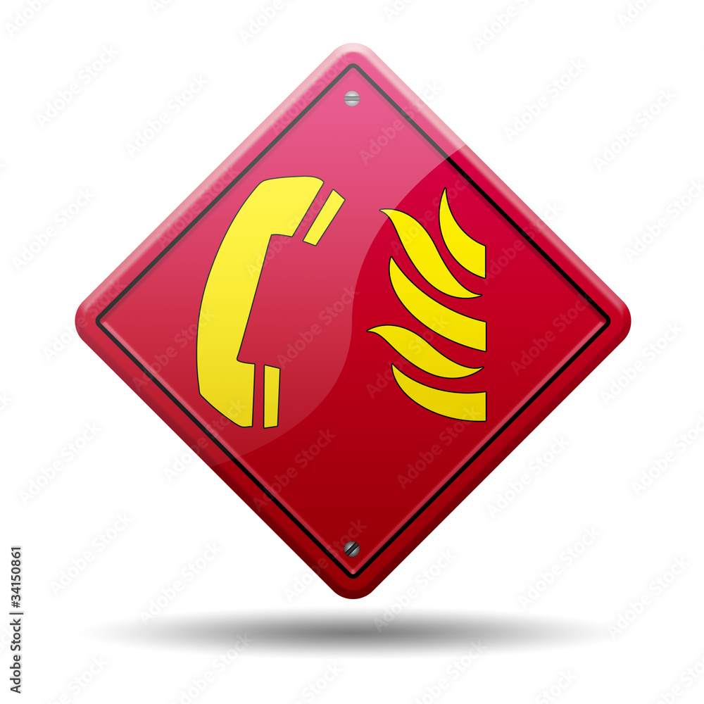 Señal roja simbolo telefono incendio Stock Illustration | Adobe Stock