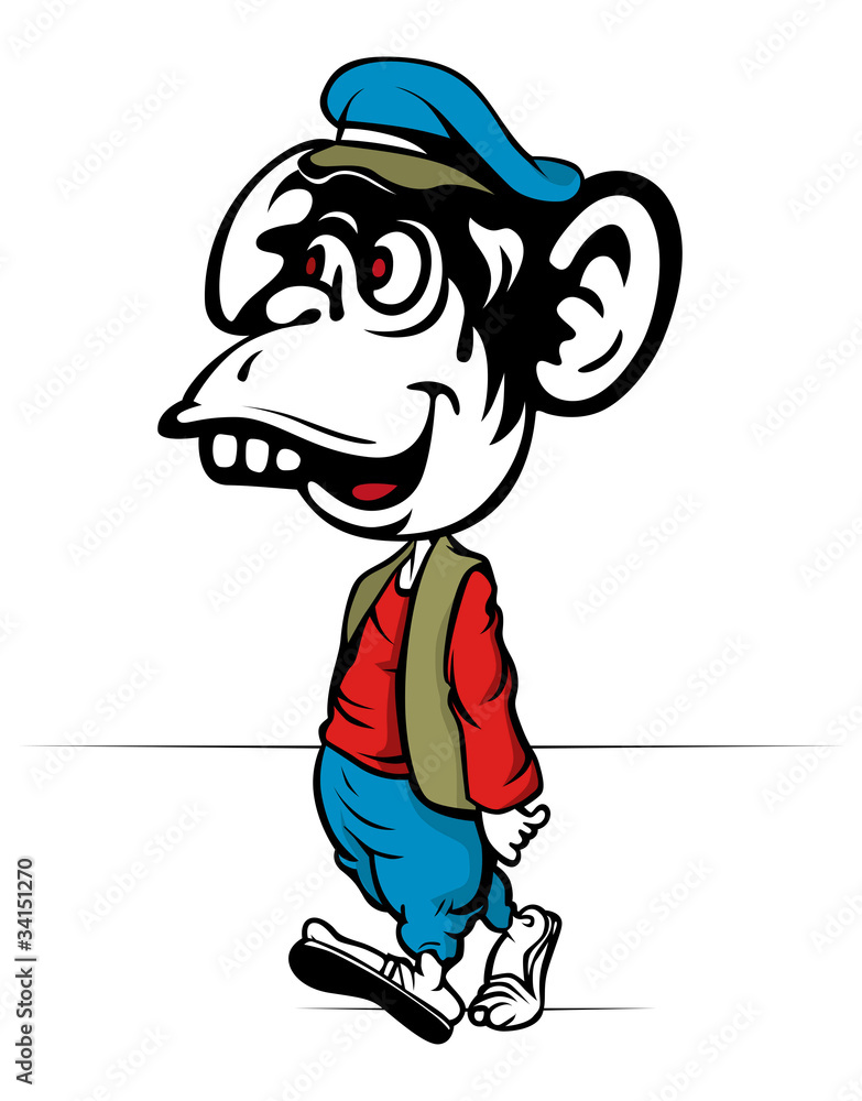 cartoon monkey walk Stock Vector | Adobe Stock