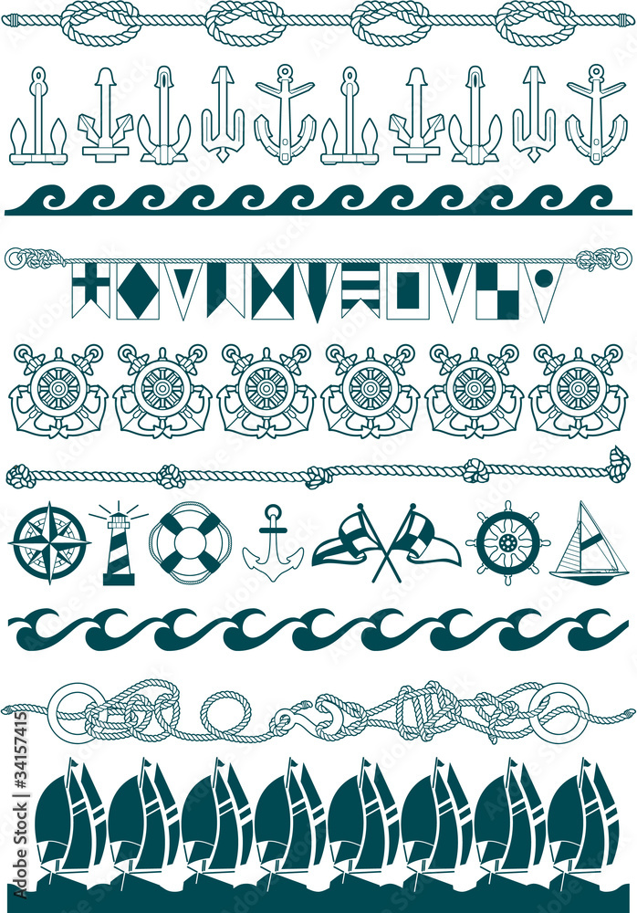 Nautical vector borders Stock Vector | Adobe Stock