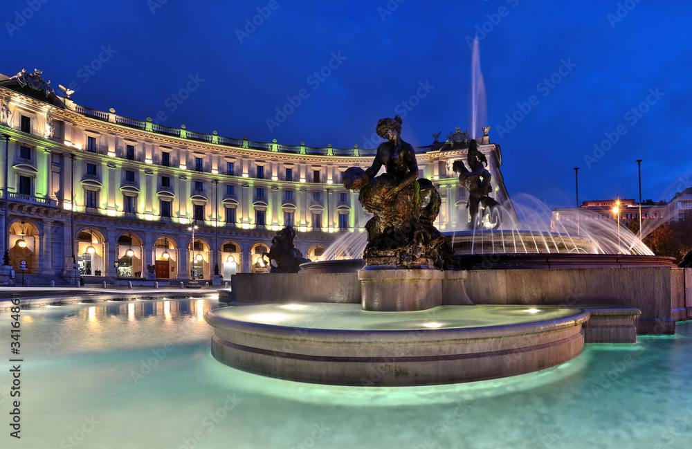 Fontana delle Naiadi, Piazza Esedra, Roma Foto Stok | Adobe Stock