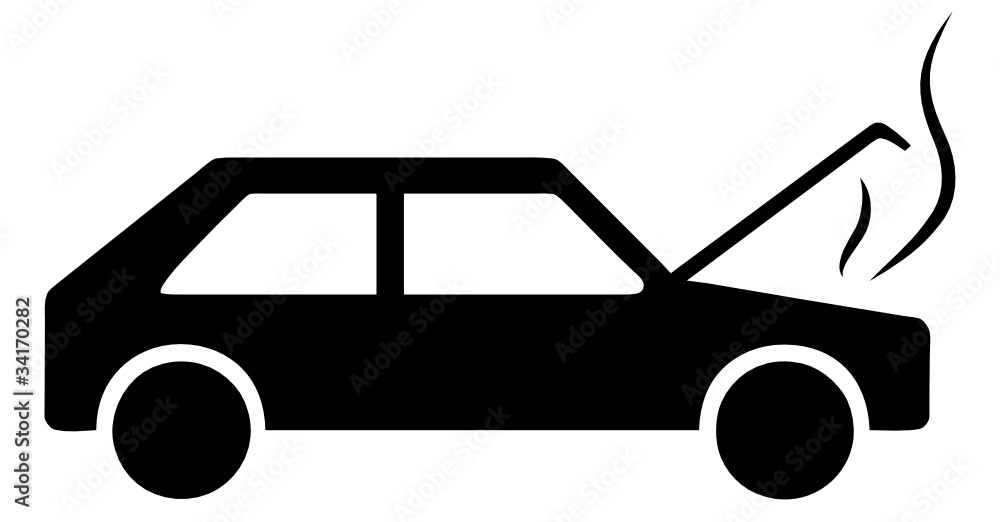 Auto Piktogramm Motor Motorschaden Symbol defekt Panne Stock Vector ...