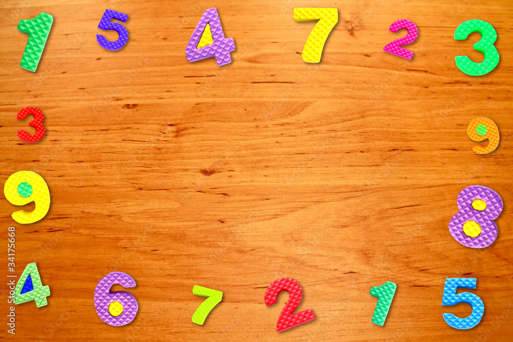 Colorful frame number on wood table Stock Illustration | Adobe Stock