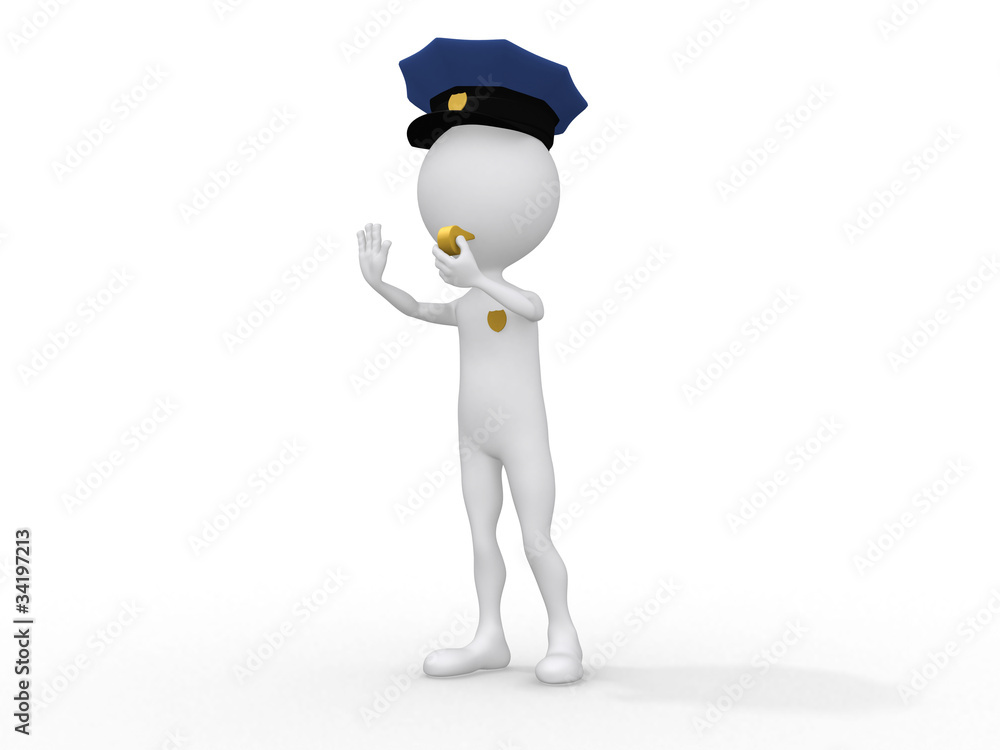3D police officer - isolated over a white background Stock Illustration ...