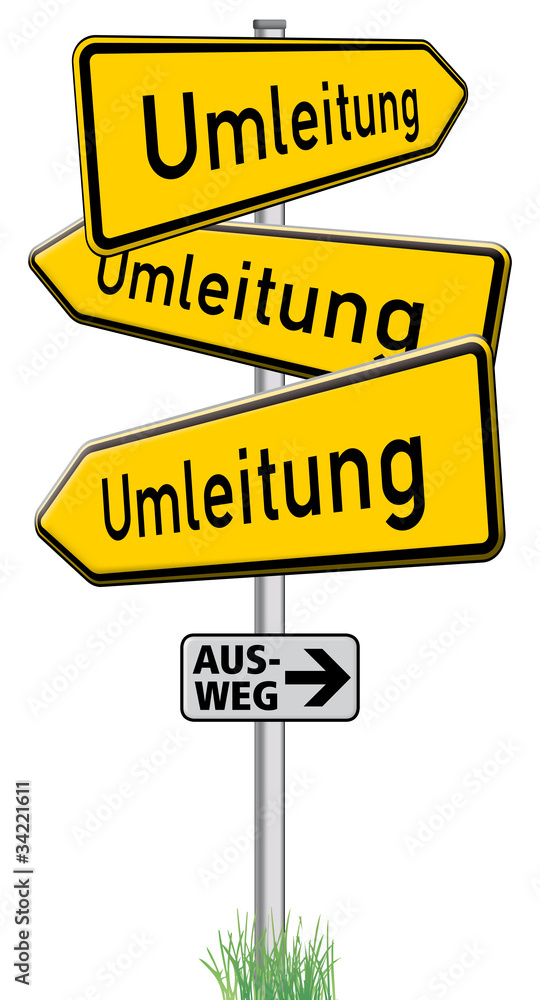 Verkehrsschild_Umleitung_Wegweiser_Orientierung Stock-Illustration ...