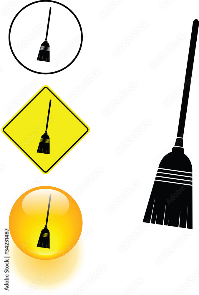 broom symbol sign and button Stock Vector | Adobe Stock