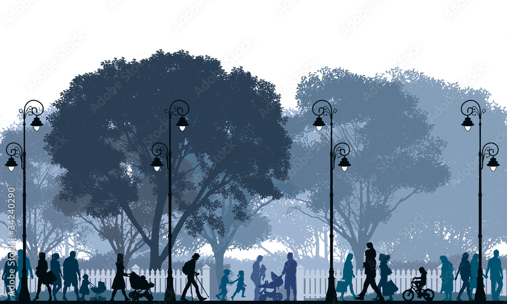 Walking Crowd Stock Vector | Adobe Stock