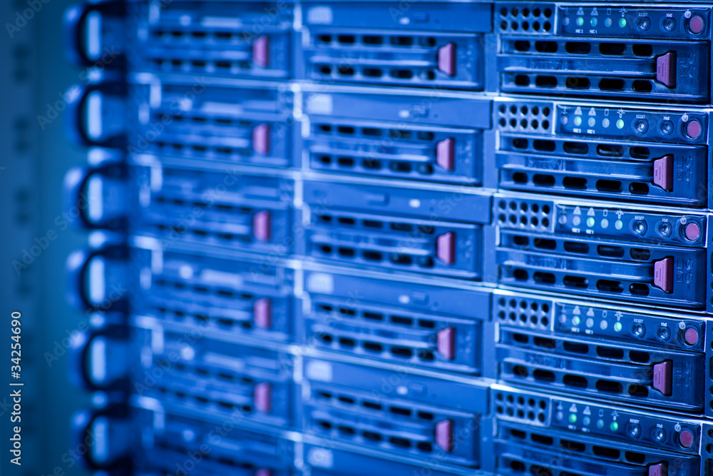 Server rack cluster in a data center Stock Photo | Adobe Stock