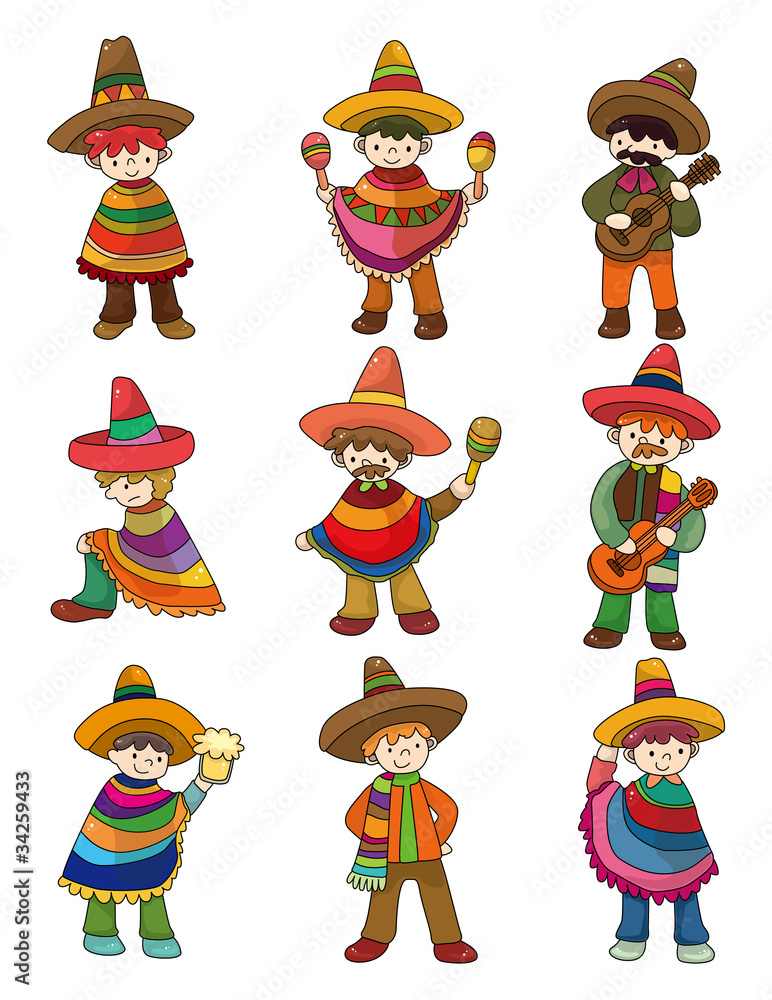 cartoon Mexican people icon set. Stock Vector | Adobe Stock