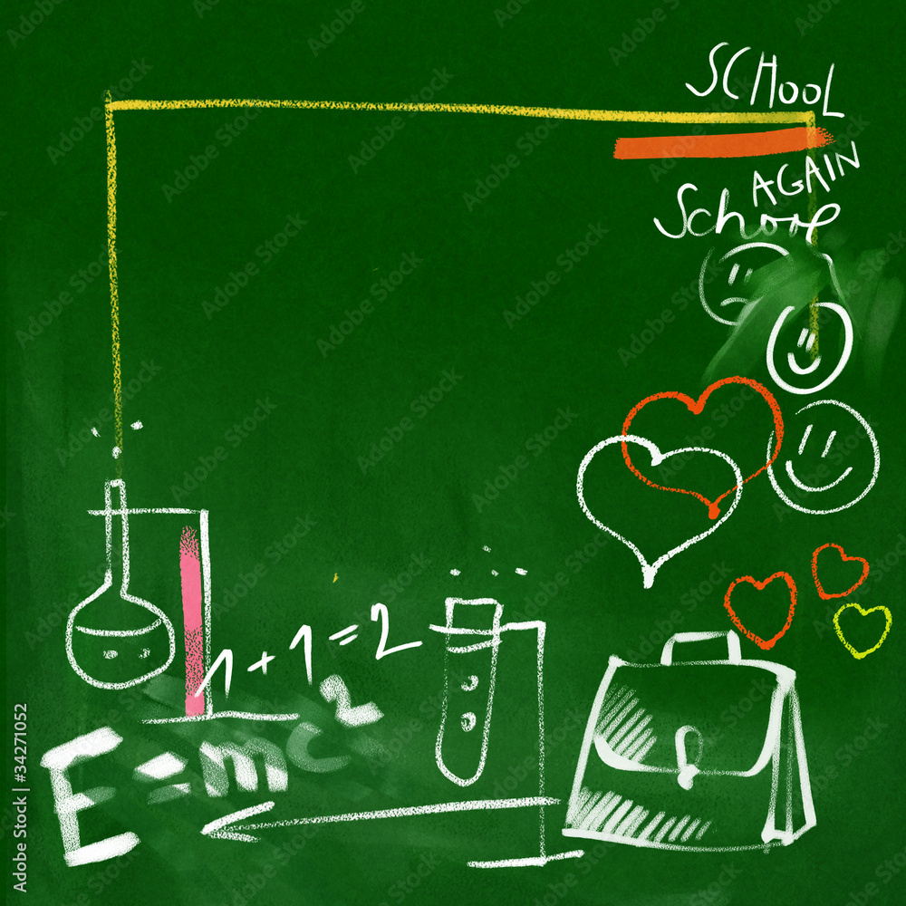 green chalkboard background - back to school doodles Stock Illustration ...