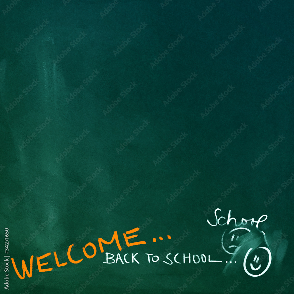 green chalkboard background (white chalk doodles & writing) Stock ...