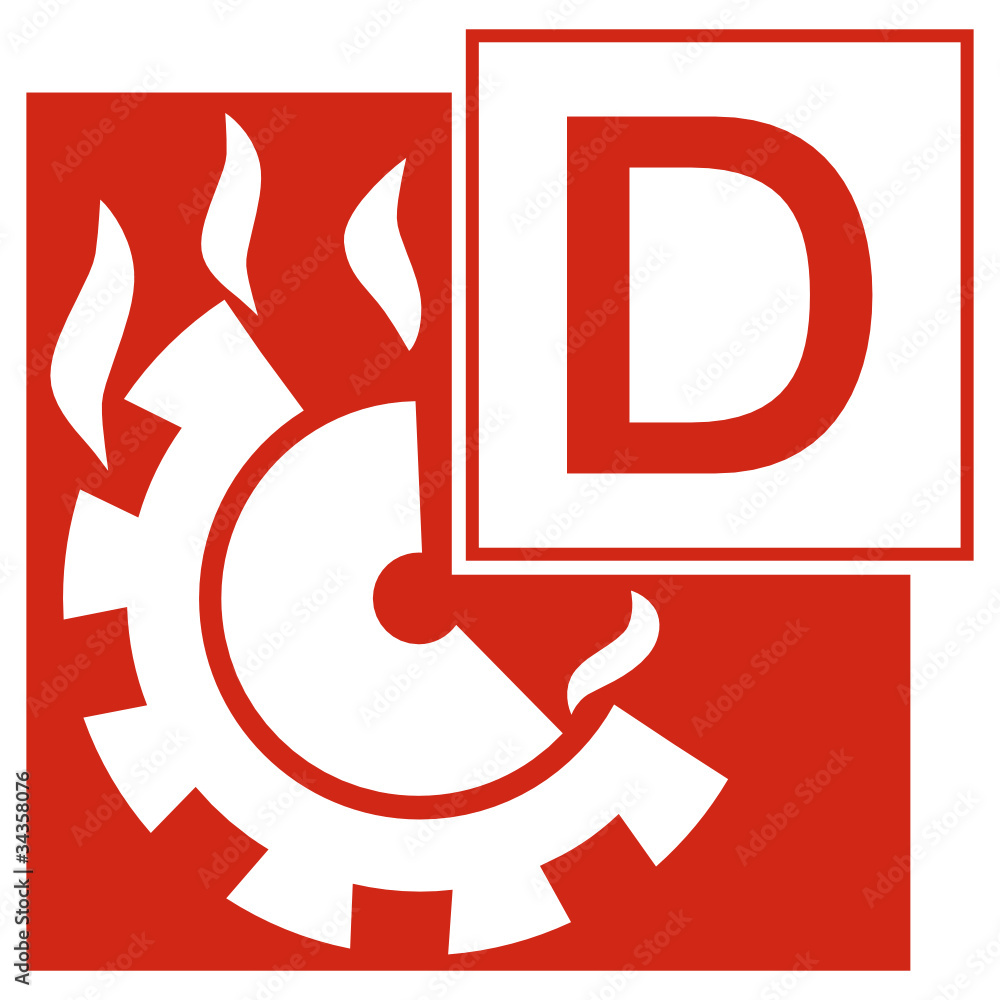 Brandklasse D Zeichen Symbol Piktogramm Plakette Metallbrand vector de ...