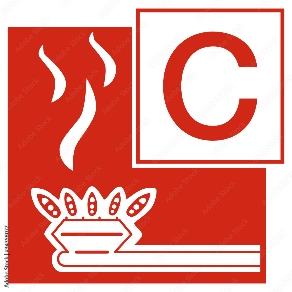Brandklasse C Zeichen Symbol Piktogramm Plakette rot vector de Stock ...