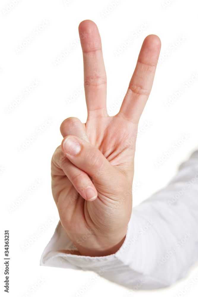 Hand mit ausgestrecktem Zeigefinger und Mittelfinger Stock-Foto | Adobe ...