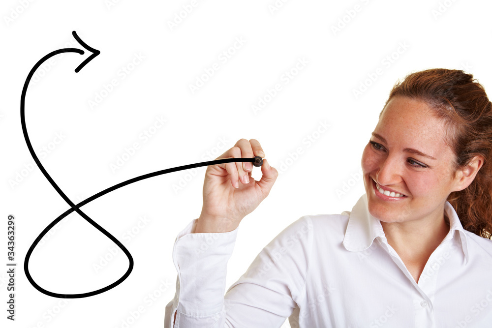 Geschäftsfrau zeichnet Pfeil Stock Photo | Adobe Stock