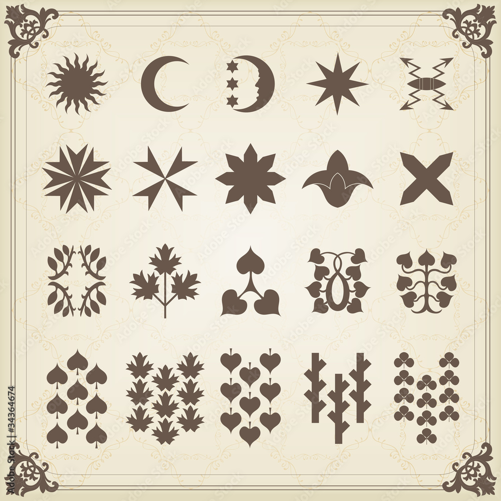 Vintage heraldic mythology symbols and elements illustration Stock ...