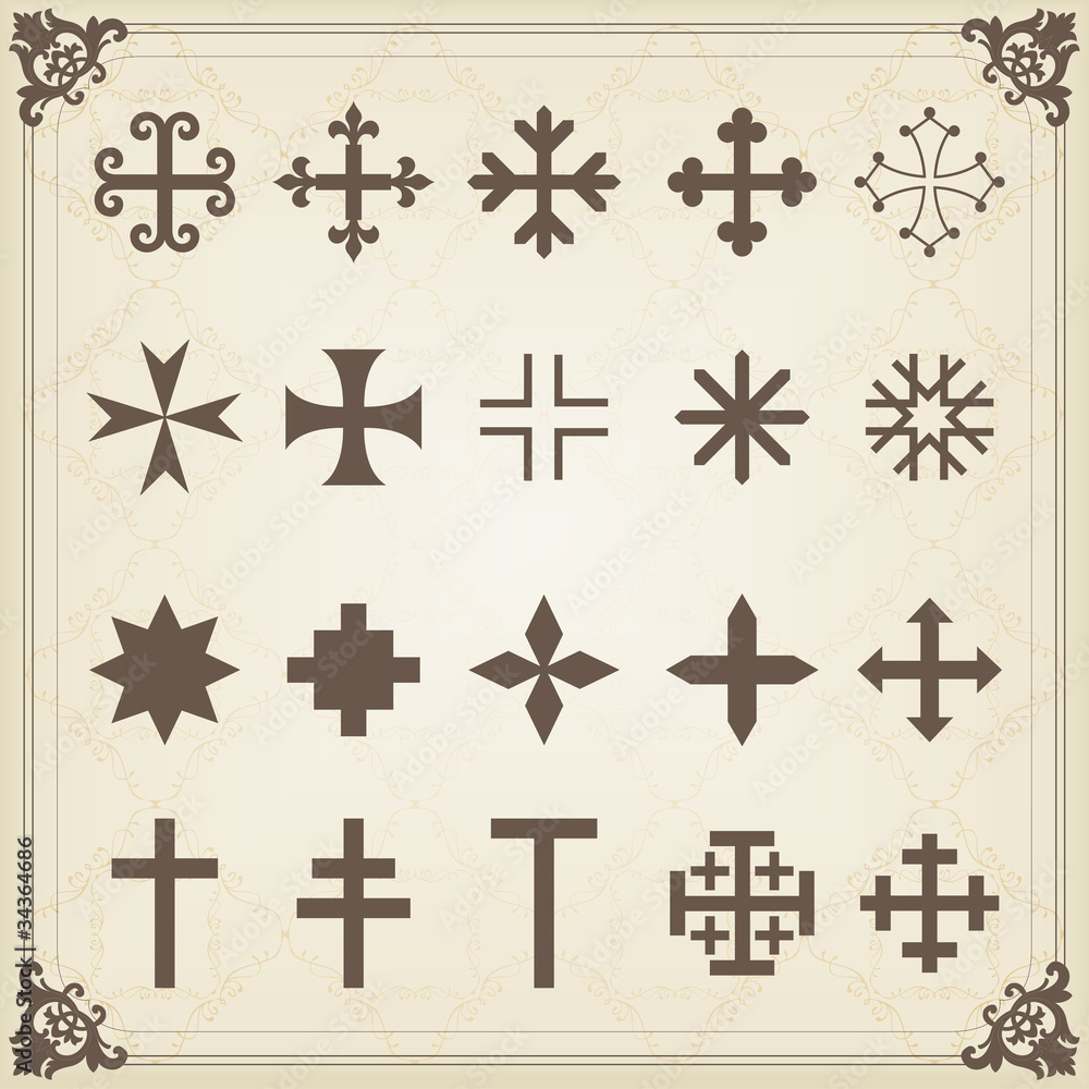 Vintage heraldic cross symbols and elements illustration Stock Vector ...