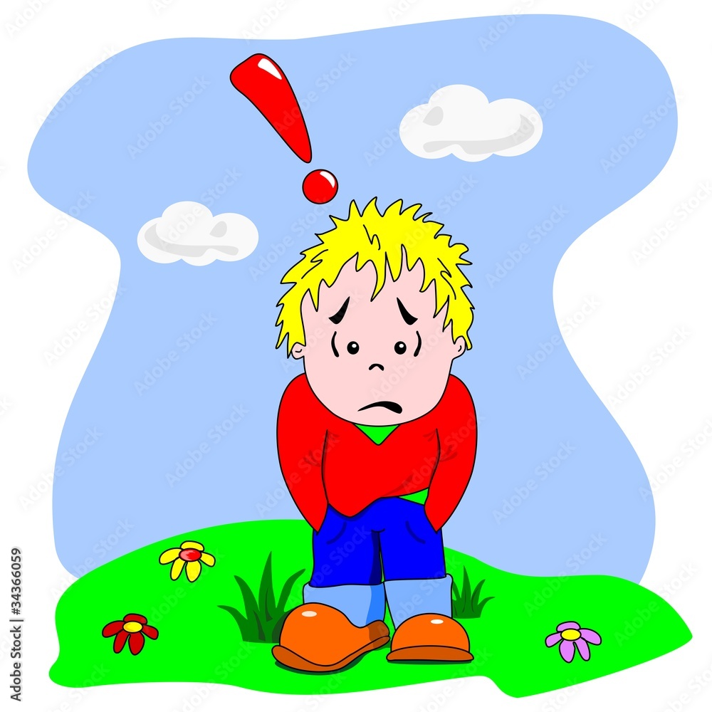 A cartoon vector of a sad disappointed young boy Stock Vector | Adobe Stock