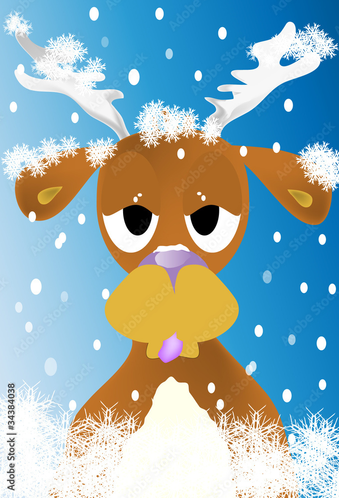 Dibujo de un reno en invierno Stock Vector | Adobe Stock