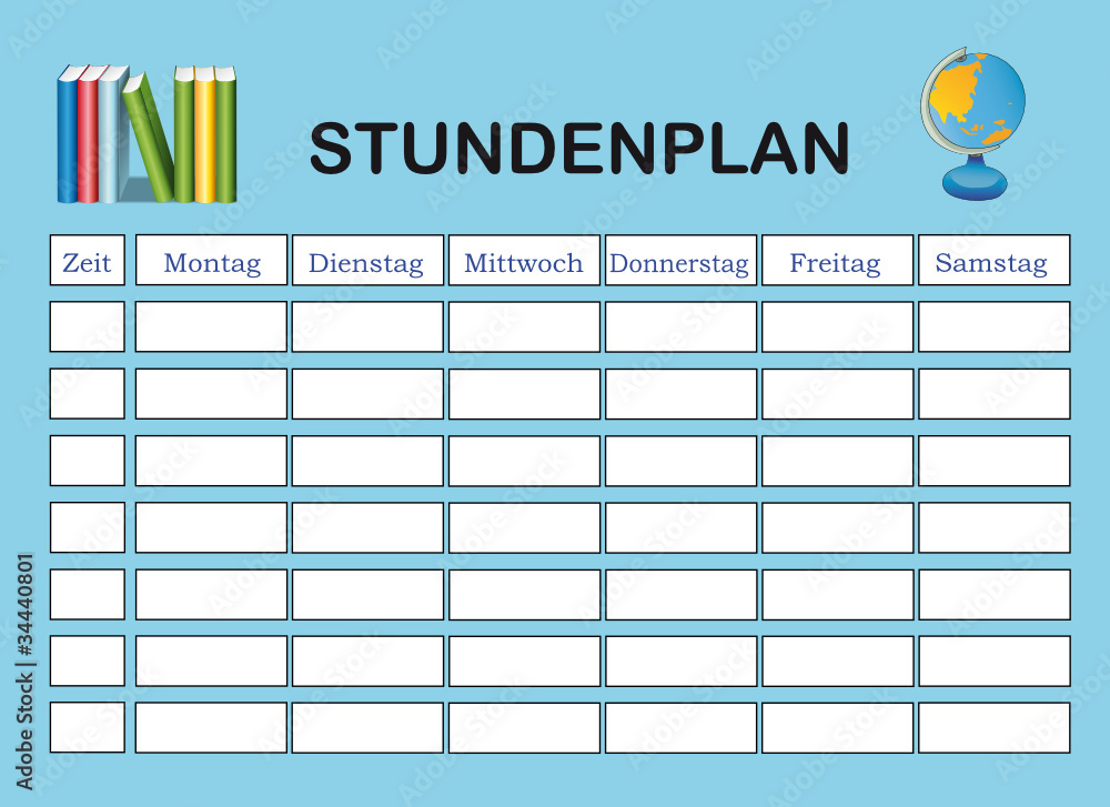 Stundenplan in hellblau Stock Vector | Adobe Stock