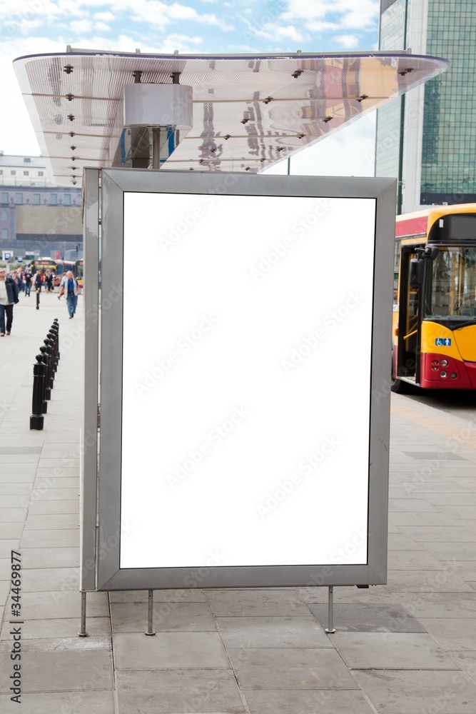 Blank billboard on bus stop Stock Photo | Adobe Stock