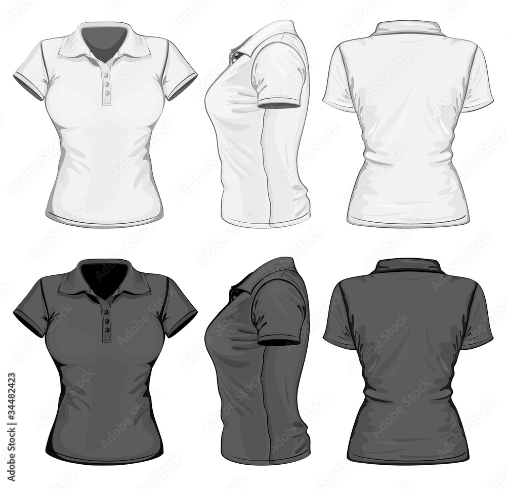 Vector. Women's polo-shirt design template. No mesh. Stock Vector ...