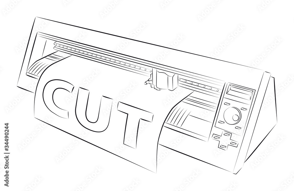 Vector drawing of cutting plotter Stock Vector | Adobe Stock