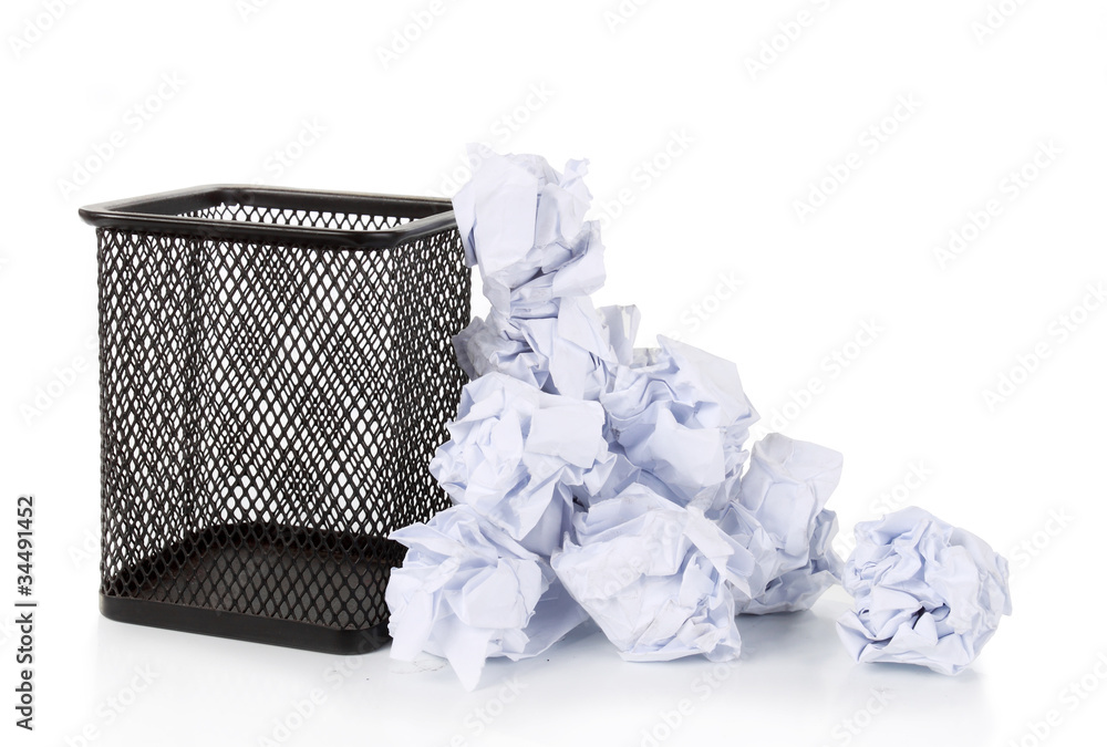 Full wire mesh trash can with crumpled paper scattered around. Stock ... Full wire mesh trash can with crumpled paper scattered around. Stock ...