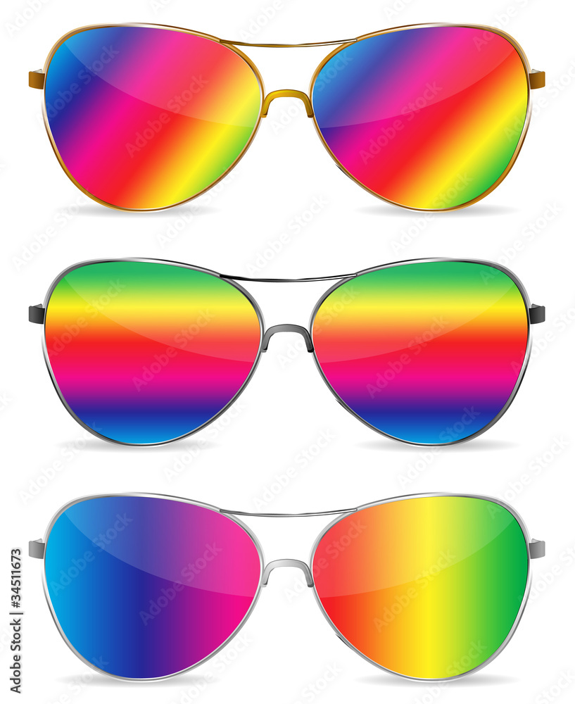 abstract rainbow sunglasses isolated on white background Stock Vector ...