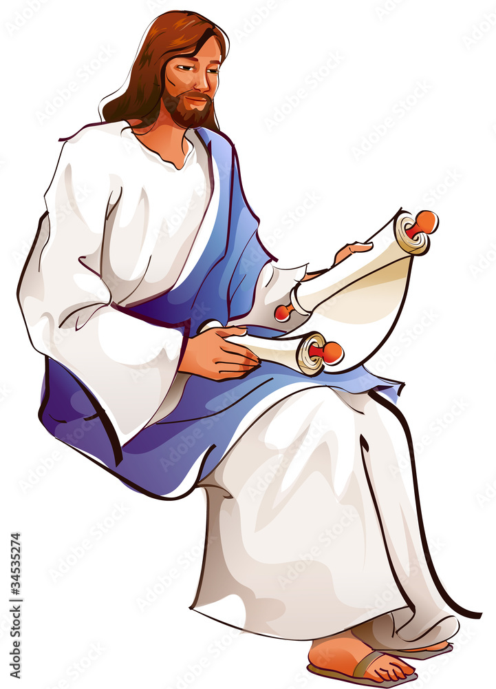 Side view of Jesus Christ holding paper Stock Vector | Adobe Stock