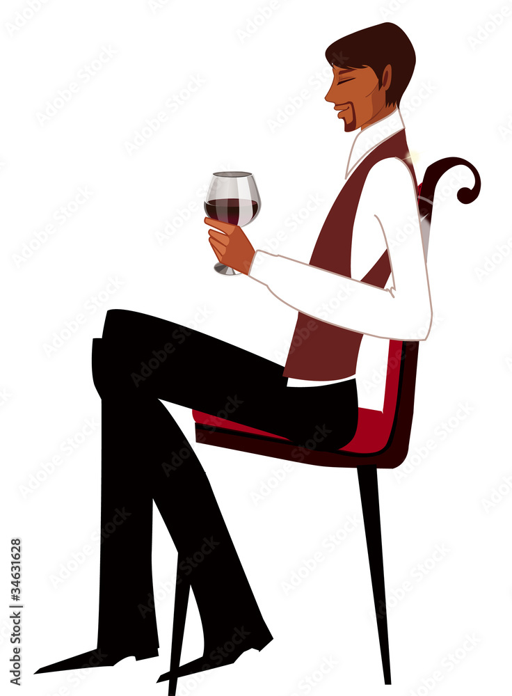 Side view of man sitting on chair Stock Vector | Adobe Stock