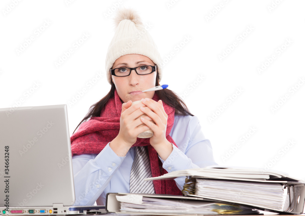 krank im büro Stock-Foto | Adobe Stock