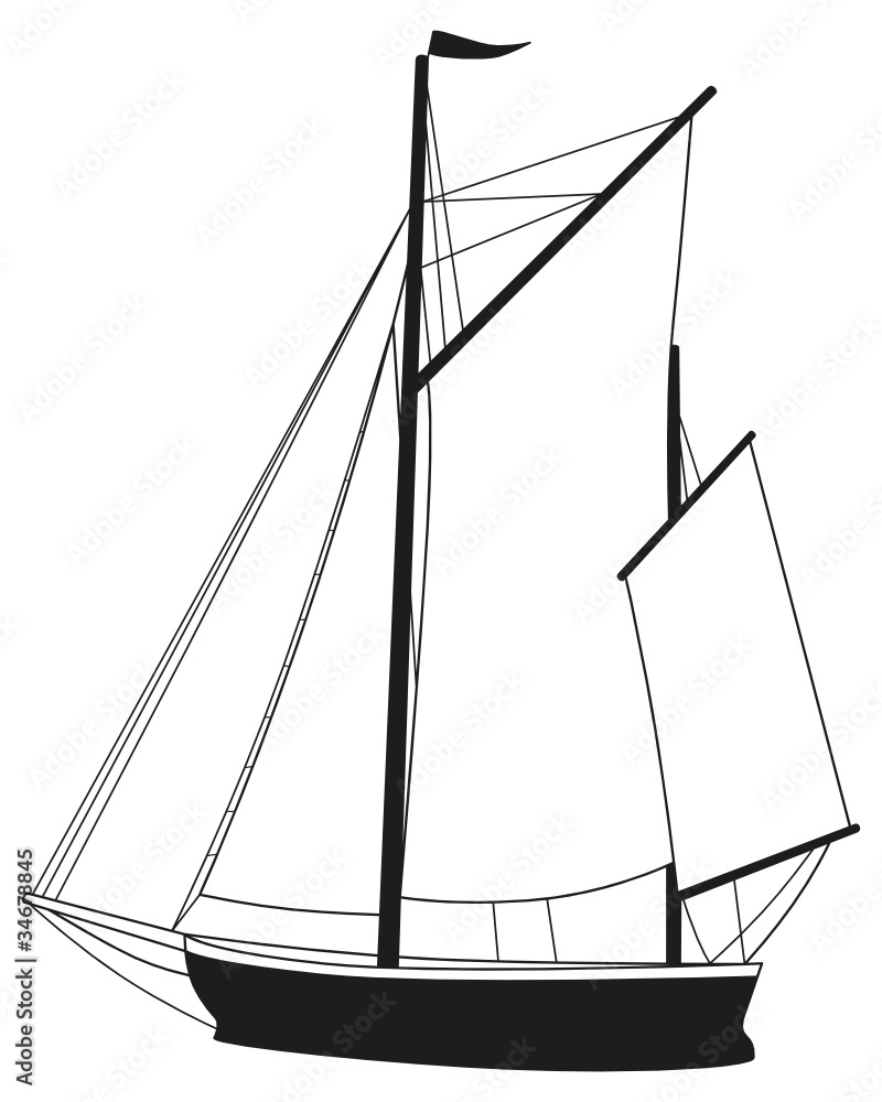 Segelboot Segelschiff Silhouette Schiff Boot Stock Vector | Adobe Stock