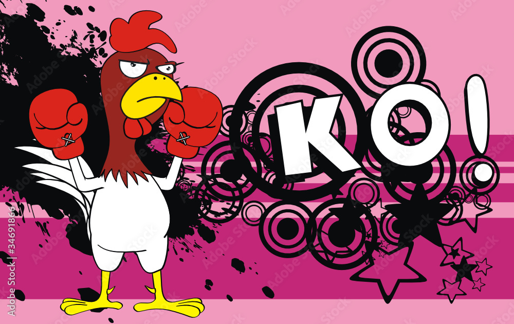 chicken boxing cartoon background3 Stock Vector | Adobe Stock
