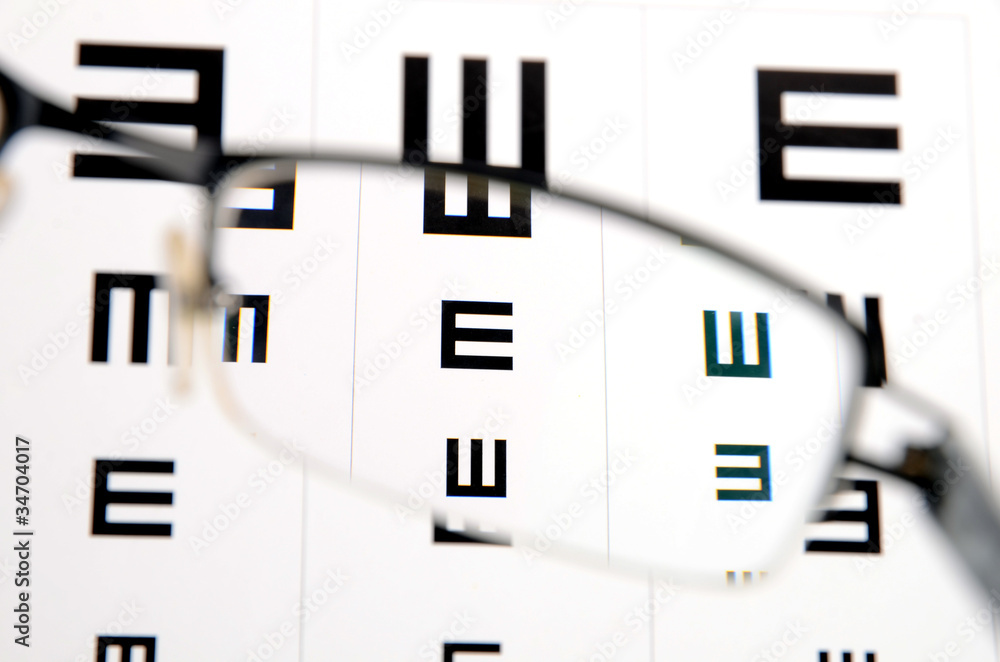 Glasses and eye chart Stock Photo | Adobe Stock