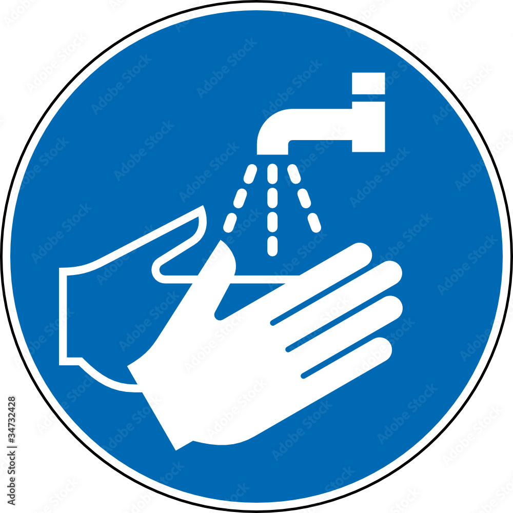 Gebotszeichen Hände waschen Schild Zeichen Symbol Stock Vector | Adobe ...