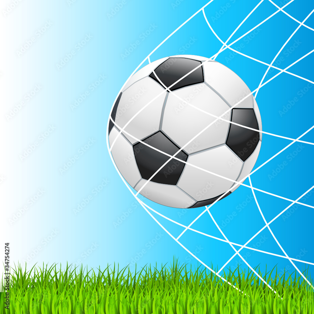 Fußball im Tor Stock-Vektorgrafik | Adobe Stock