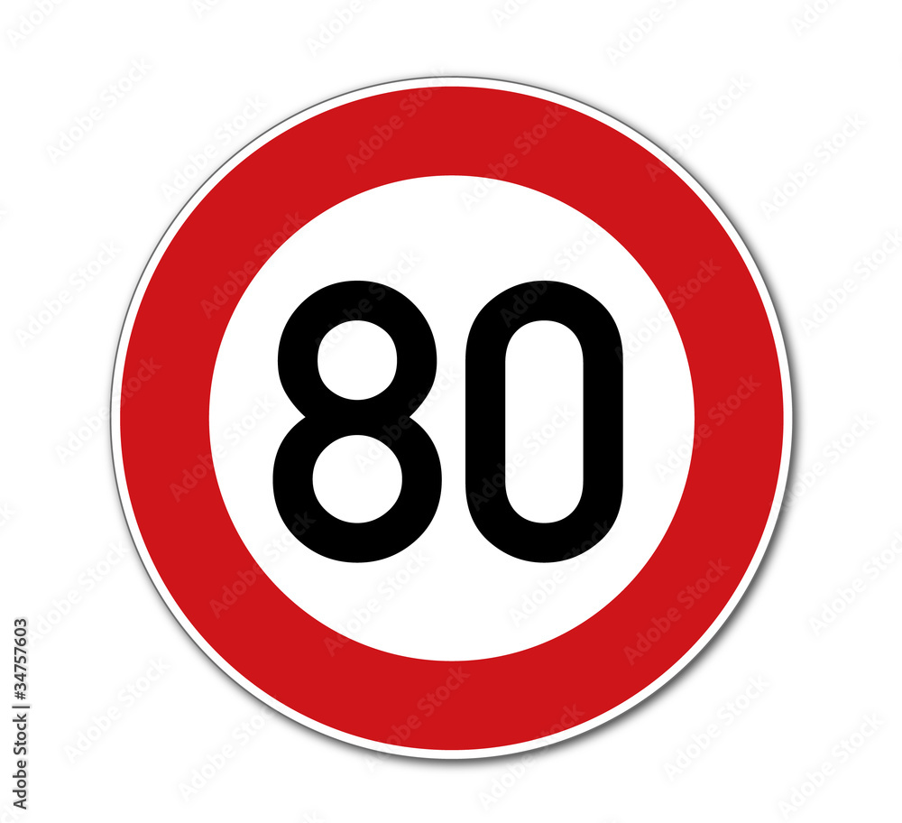 Tempo 80, Verkehrsschild Stock-Vektorgrafik | Adobe Stock