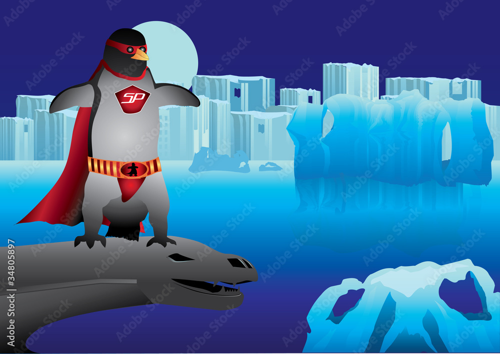 PENGUIN SUPER HERO Stock Vector | Adobe Stock