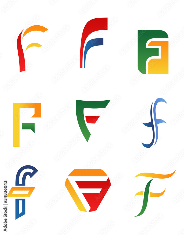 Letter F symbols Stock Vector | Adobe Stock