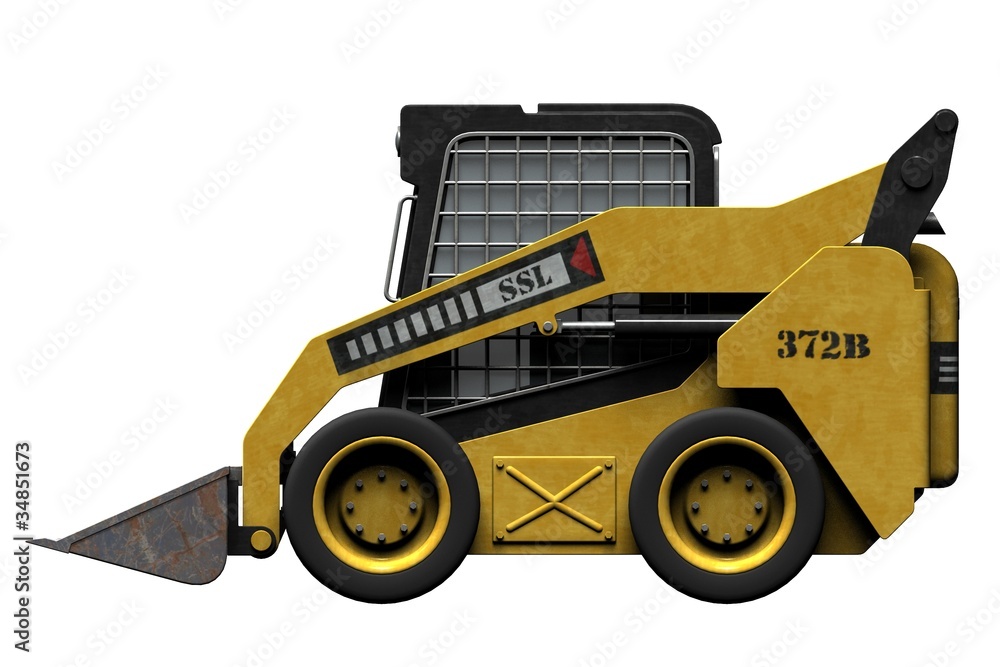 Skid Steer Loader - Side View Stock Illustration | Adobe Stock