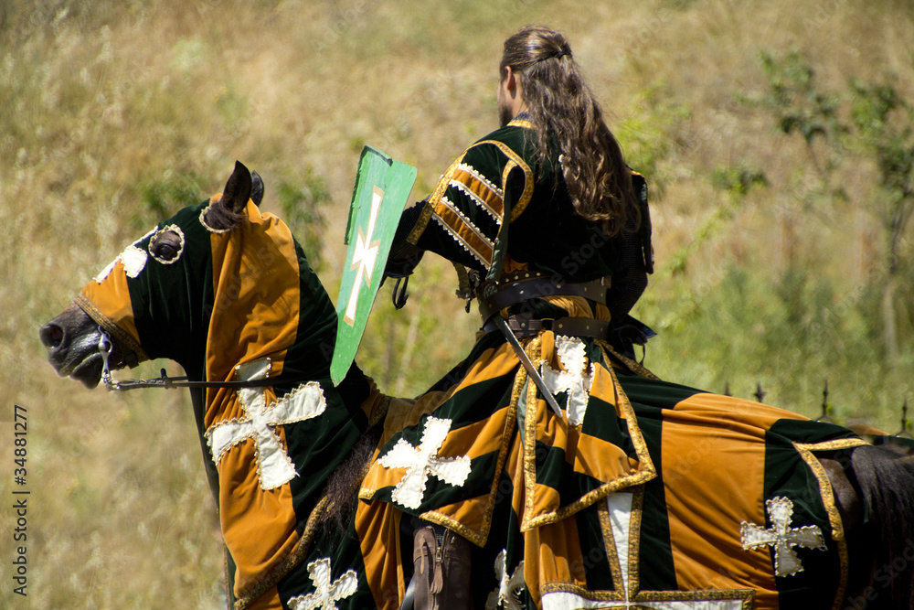 medieval knight on his horse galloping Stock Photo | Adobe Stock
