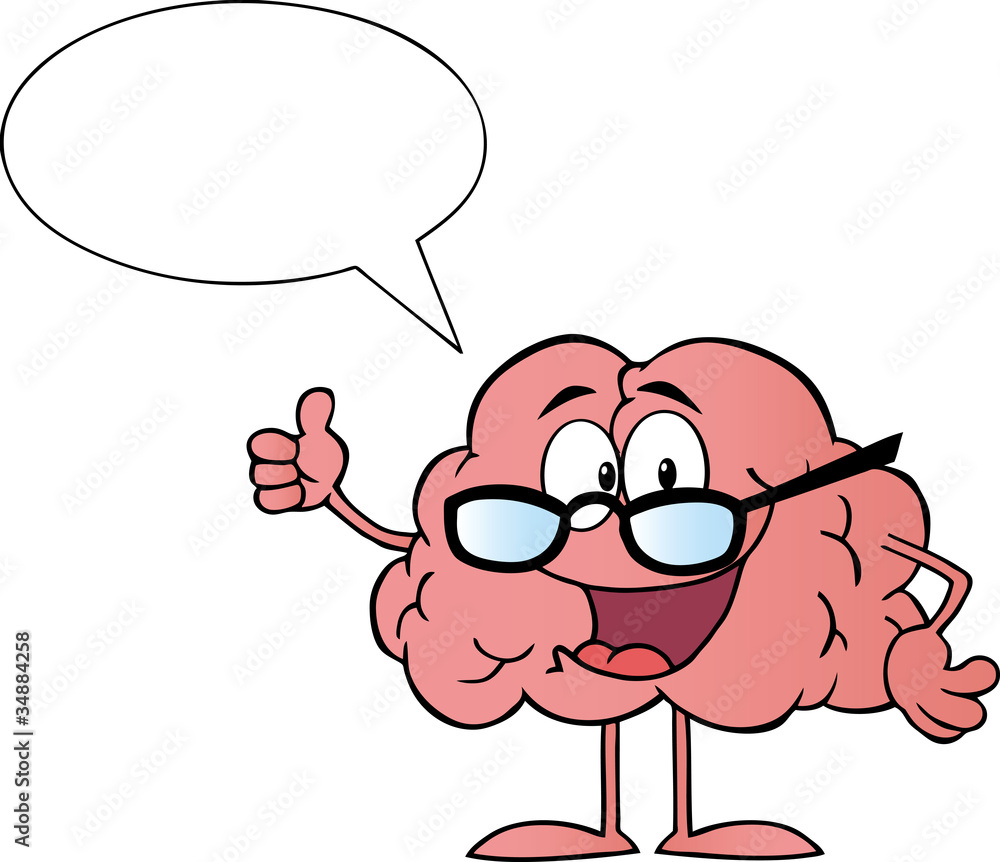 Brain Cartoon Character Giving The Thumbs Up And Speak Stock Vector ...