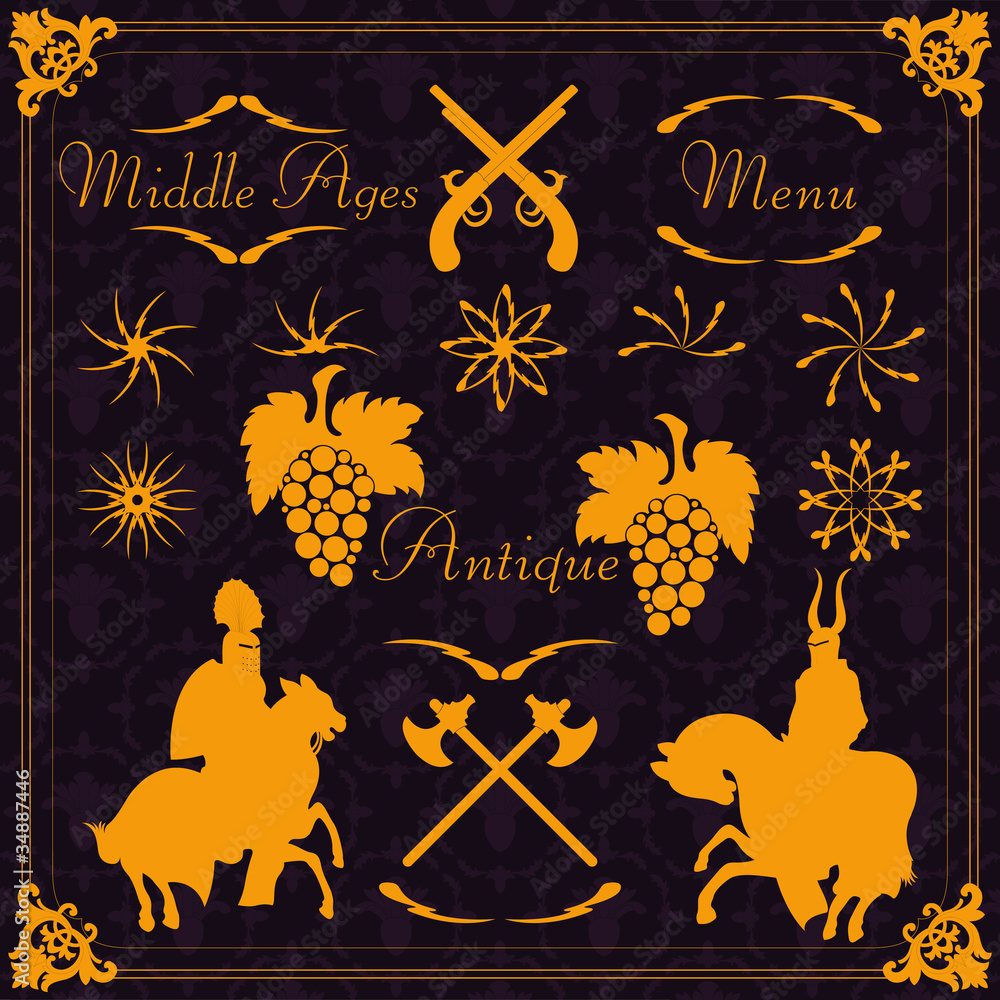 Vintage medieval menu frames and elements vector Stock Vector | Adobe Stock
