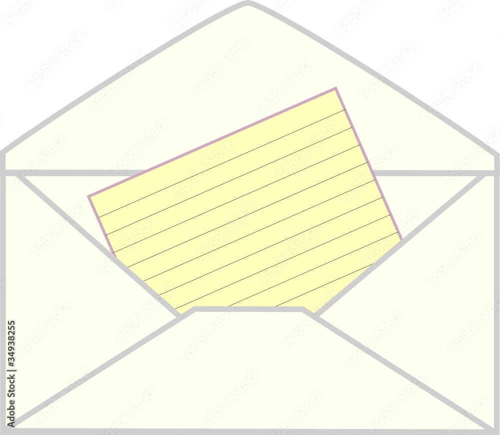 Offenes Briefkuvert mit Notiz Stock-Vektorgrafik | Adobe Stock