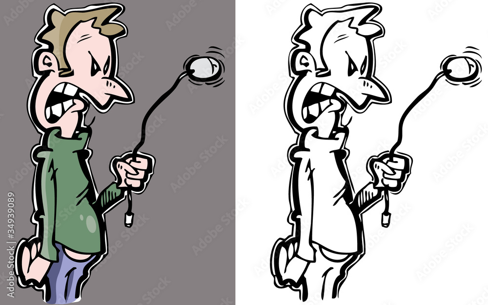 Cartoon man swinging his mouse Stock Vector | Adobe Stock