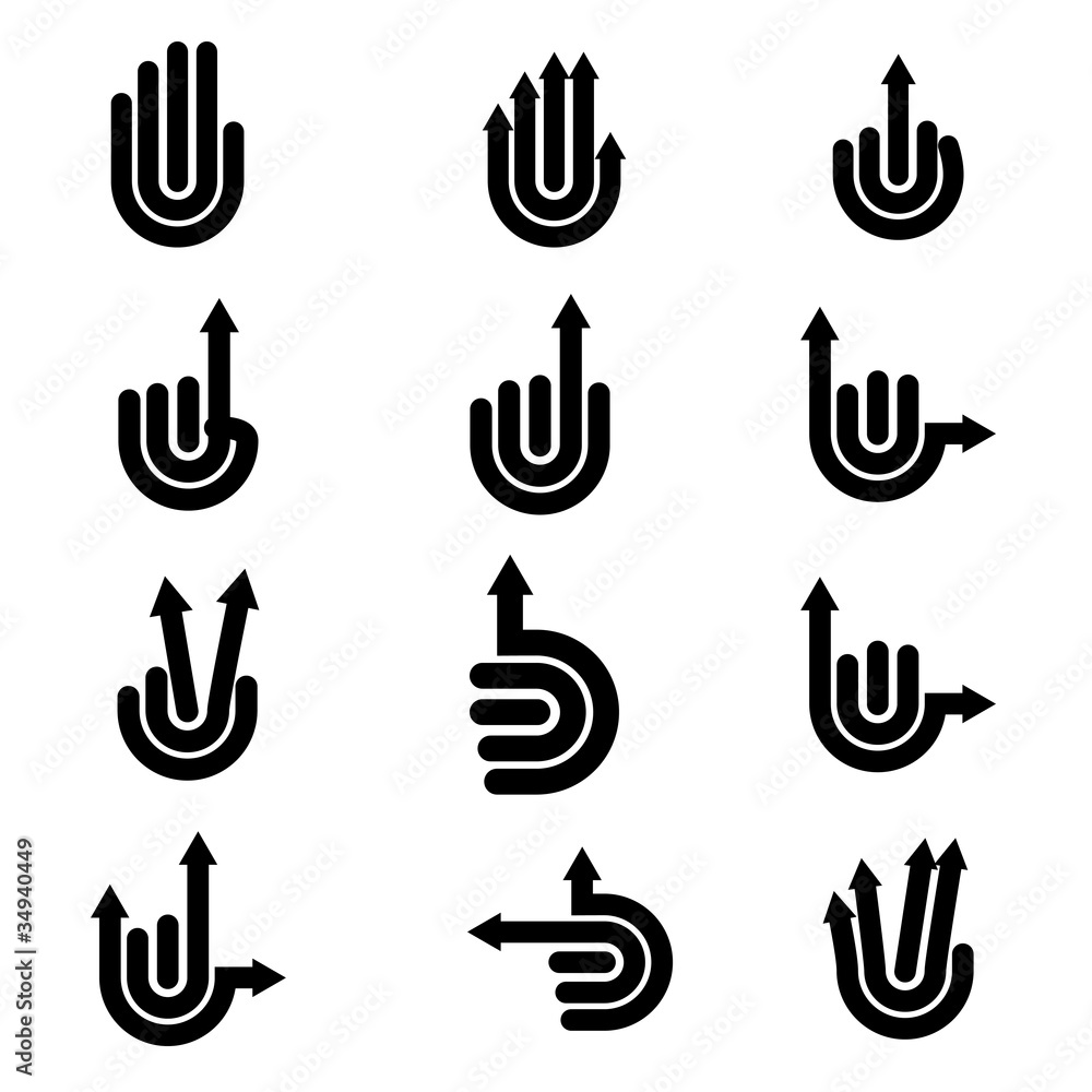 arrow Hand Gestures and signals -set of vector icons for your de Stock ...