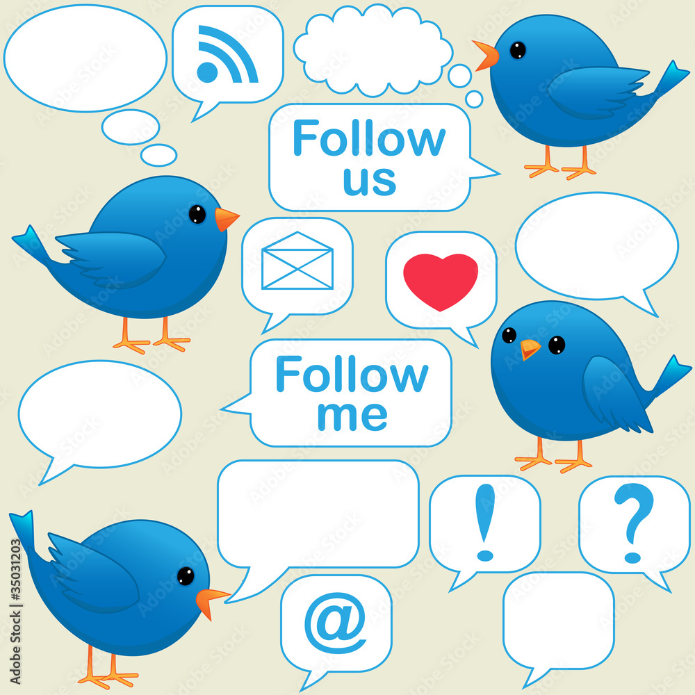 Cartoon blue bird with stickers Stock Vector | Adobe Stock