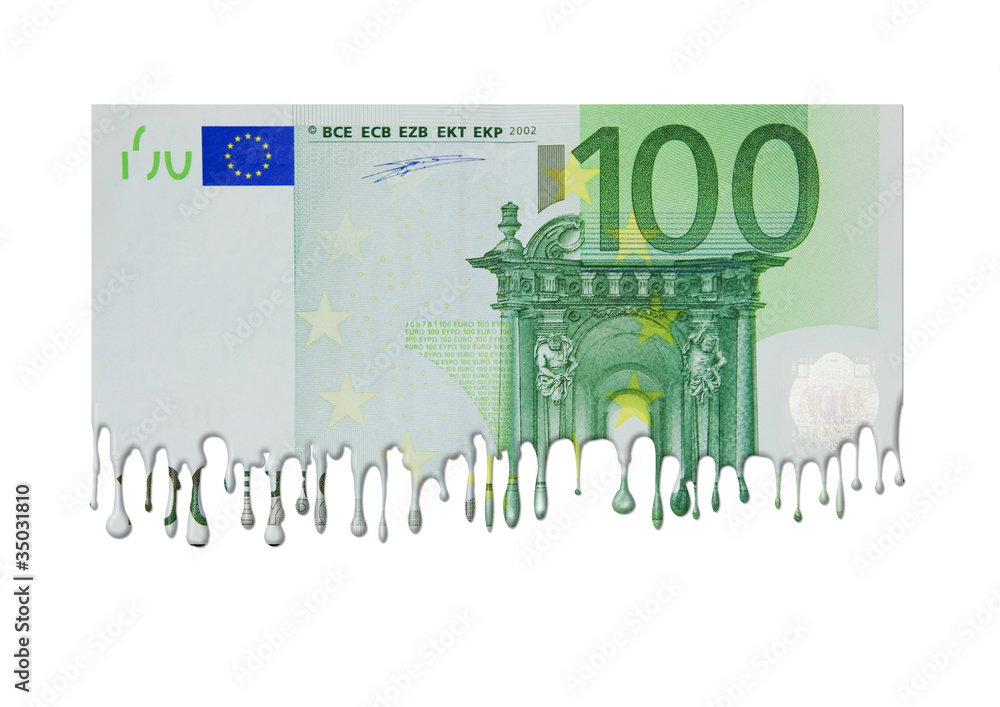100 euro zerfließend drip tropfen tropfend schmelzend Stock-Foto ...